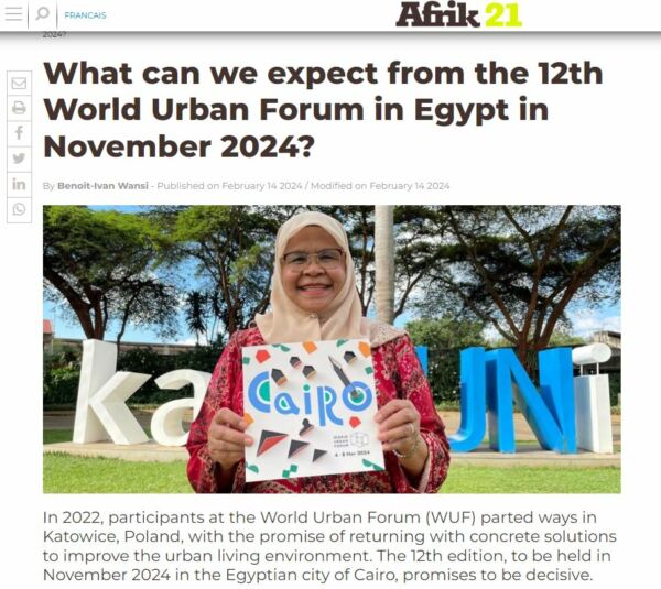 Afrik 21 article: “What can we expect from the 12th World Urban Forum ...